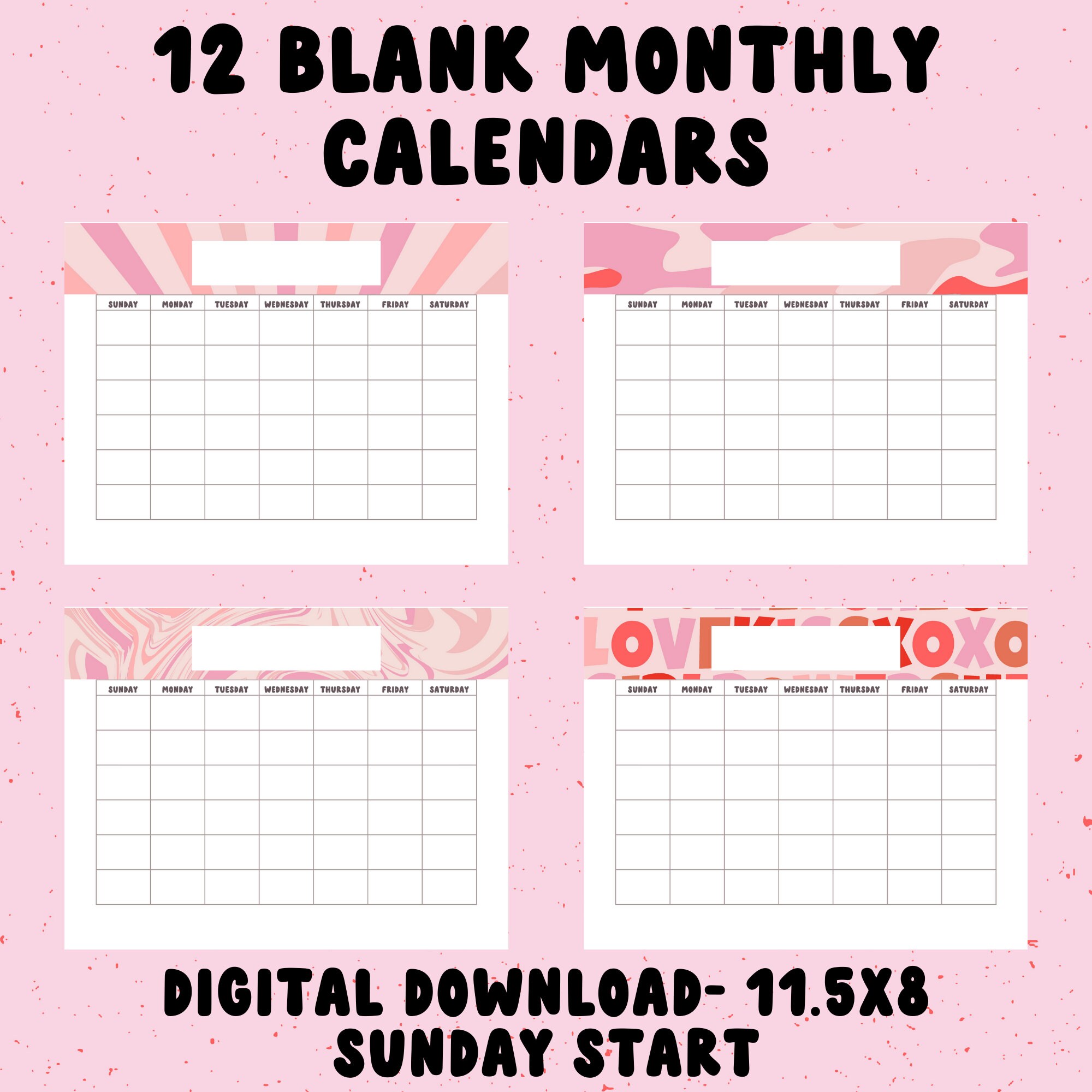 Brat Lip-themed 12-month Calendar - Bold Red & Pink Digital Download ...