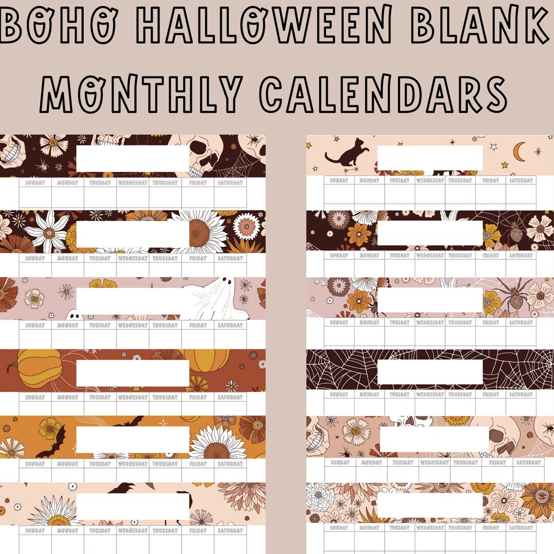 Halloween-themed 12-month Calendar - Spooky & Fun Digital Download ...
