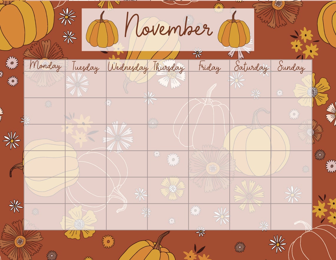 Boho Monthly Calendar Printable | Seasonal Planner, Undated Wall ...