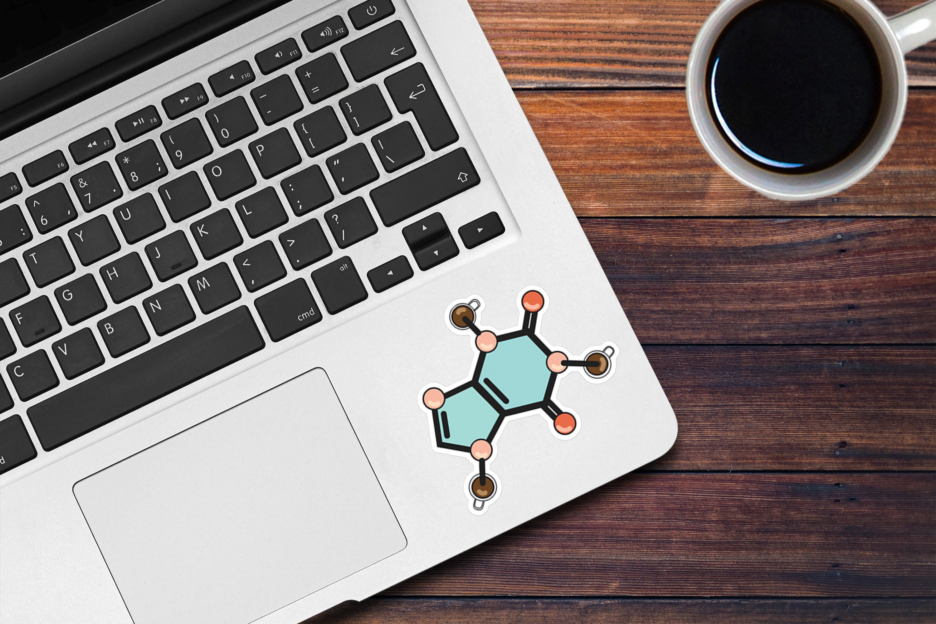 Caffeine Molecule Sticker - Vinyl Sticker, Chemistry Sticker, Molecule ...