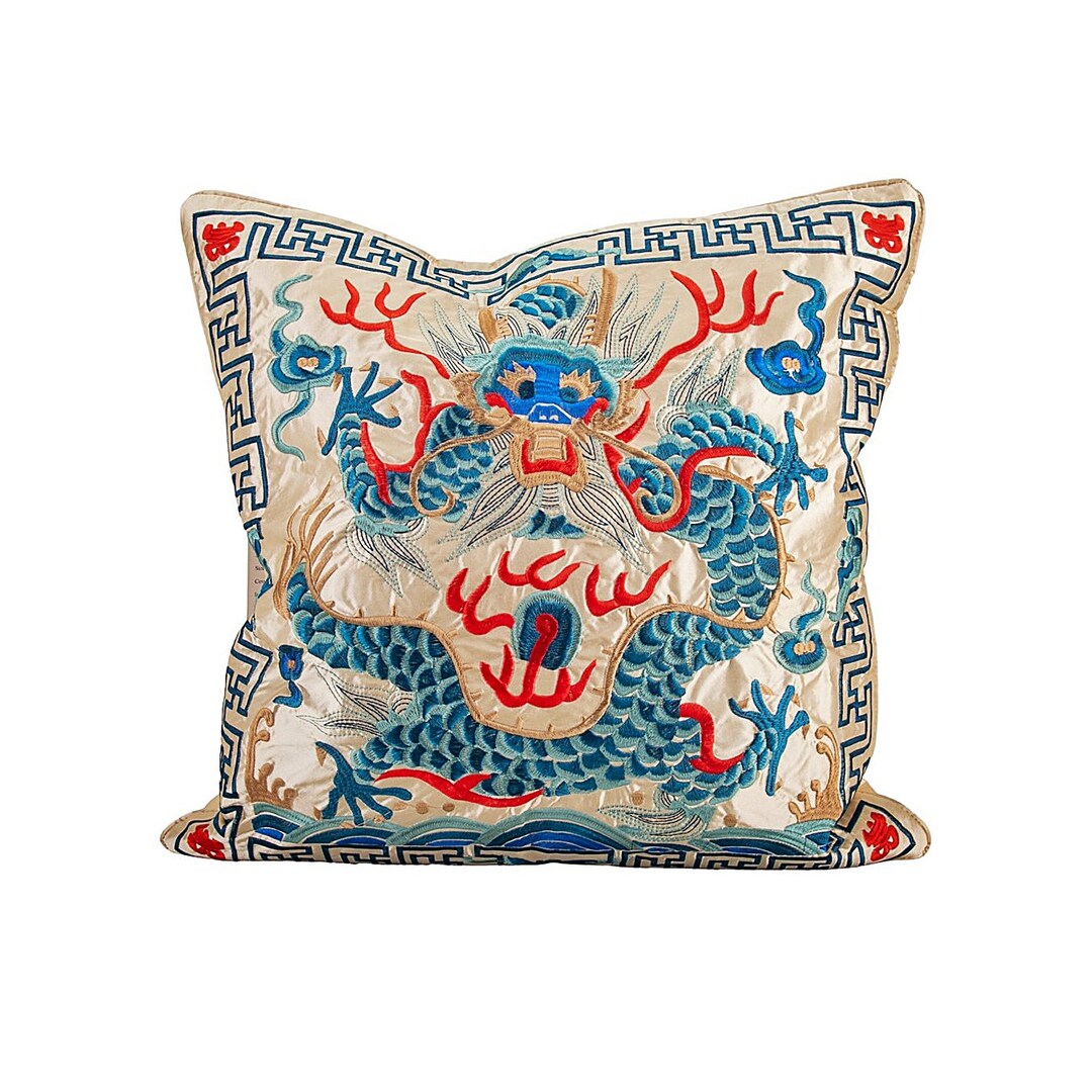 Beautiful Chinese Satin Pillow With Silk Embroidery Champagne Color and ...