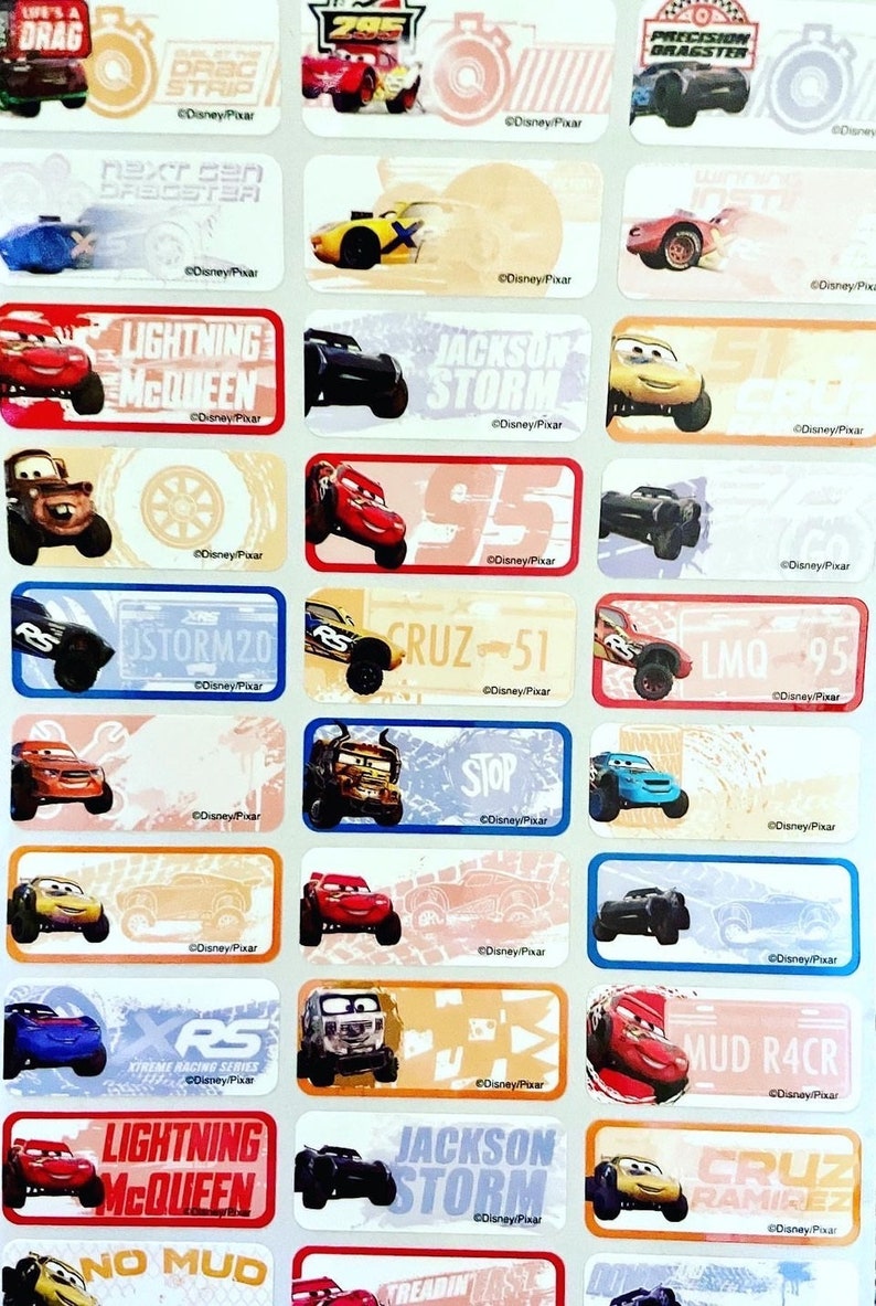 Cars Lightning Mcqueen Waterproof Name Sticker Label Daycare - Etsy