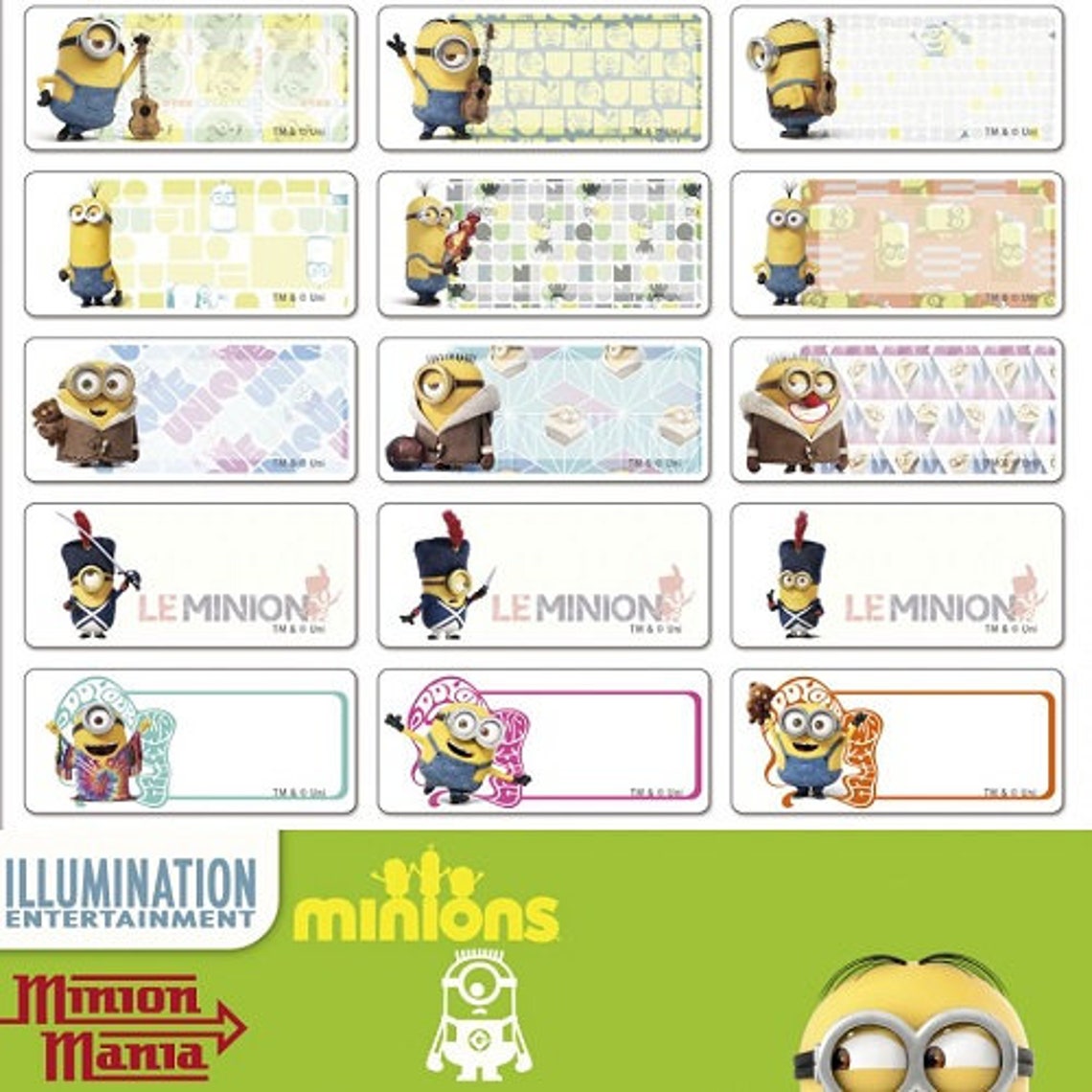 Minions Despicable Me Movie Waterproof Name Sticker Label, Daycare ...