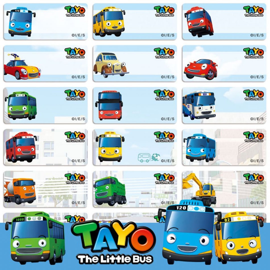 Tayo the Little Bus Waterproof Name Sticker Label, Daycare Label ...