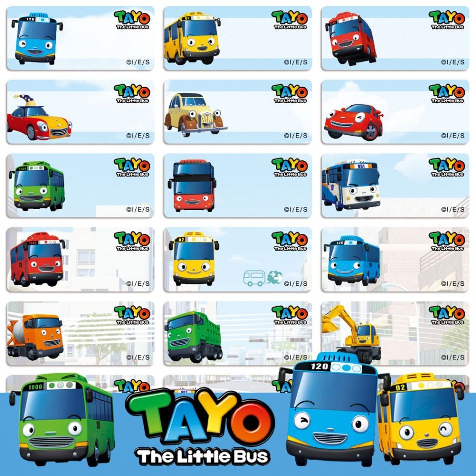 Tayo the Little Bus Waterproof Name Sticker Label, Daycare Label ...