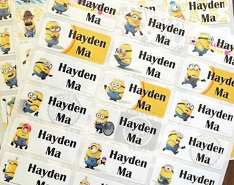 Minions Despicable Me Movie Waterproof Name Sticker Label | Etsy