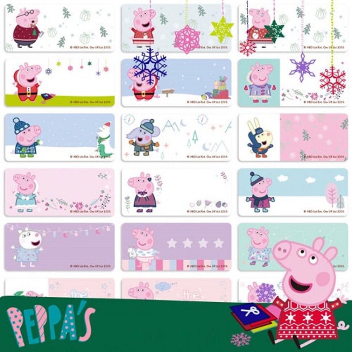 Peppa Pig Party Waterproof Name Sticker Label, Daycare Label, School ...