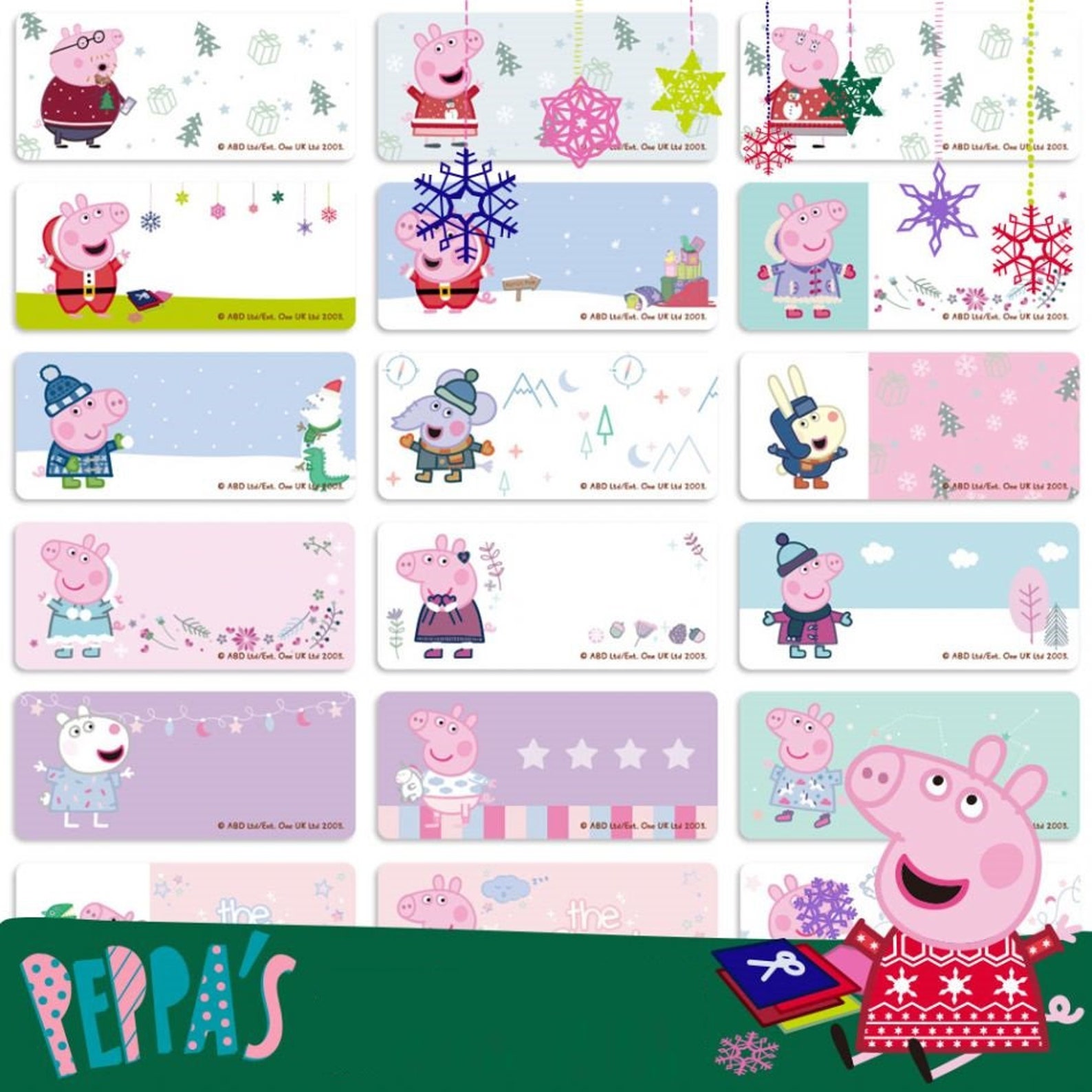 Peppa Pig Party Waterproof Name Sticker Label, Daycare Label, School ...