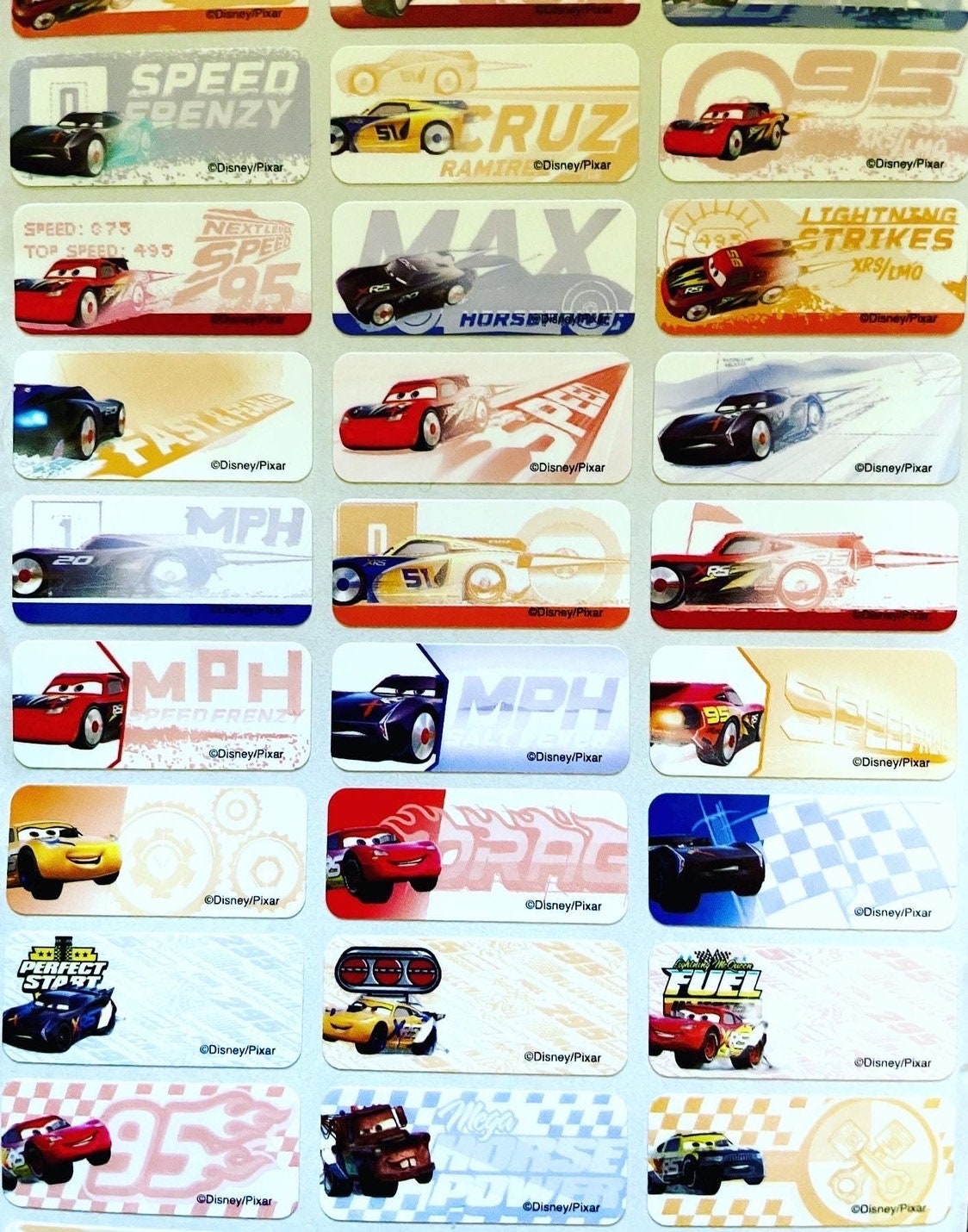 Cars Lightning Mcqueen Waterproof Name Sticker Label, Daycare Label ...