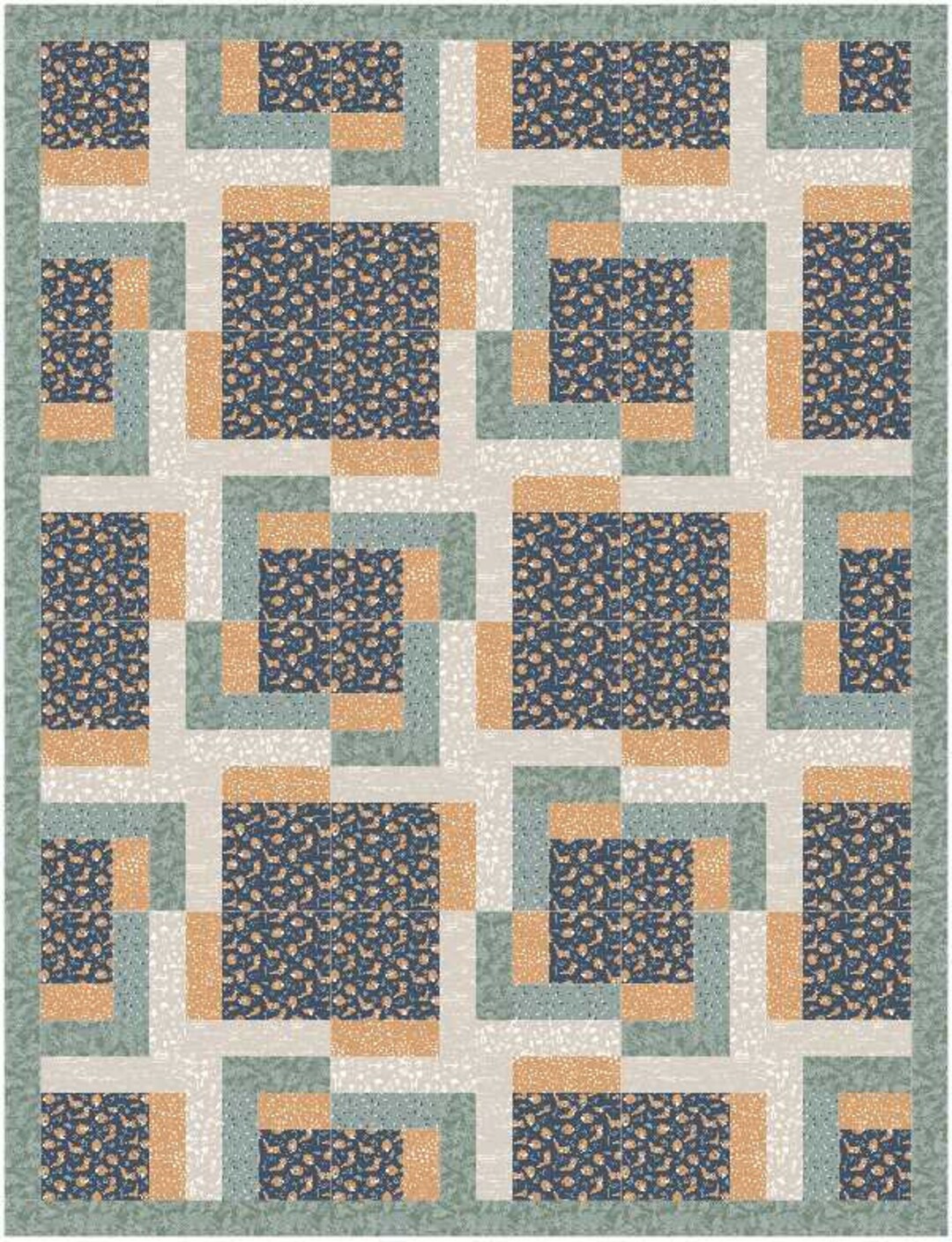 Log Cabin Links Quilt Digital Pattern Finishes 52" X 68" Plus 20 ...
