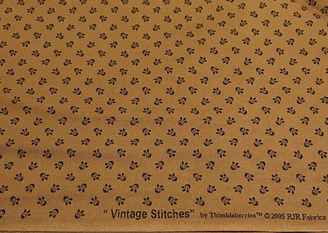 5912-01 Thimbleberries Vintage Stitches Club 2006 Black on Golden Brown ...