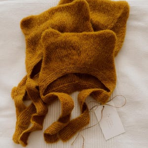 Little Bear Bonnet, Baby Knitted Hat, Baby Bonnet, Photoprops, Alpaca ...