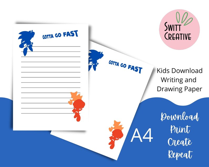 Sonic the Hedgehog Kids Writing and Drawing Paper Download - Etsy
