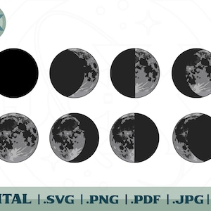 Lunar Phases Bundle - Layered Svgs - Illustrations - Etsy