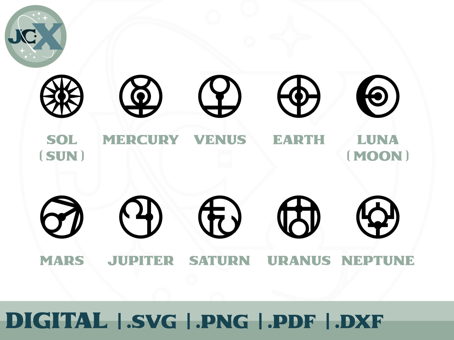 Sci-fi Planetary Emblems - Silhouette SVG Pack - Etsy