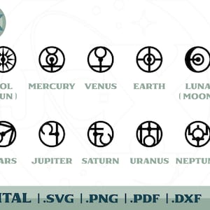 Sci-fi Planetary Emblems - Silhouette SVG Pack - Etsy