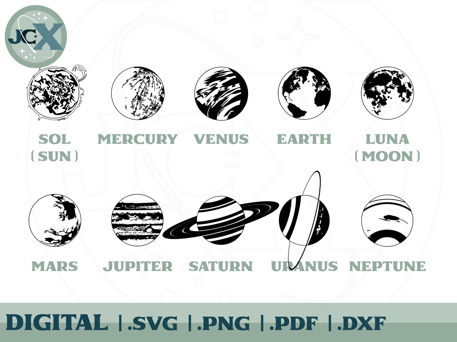 Planetary Solar System - Silhouette SVG Pack - Etsy