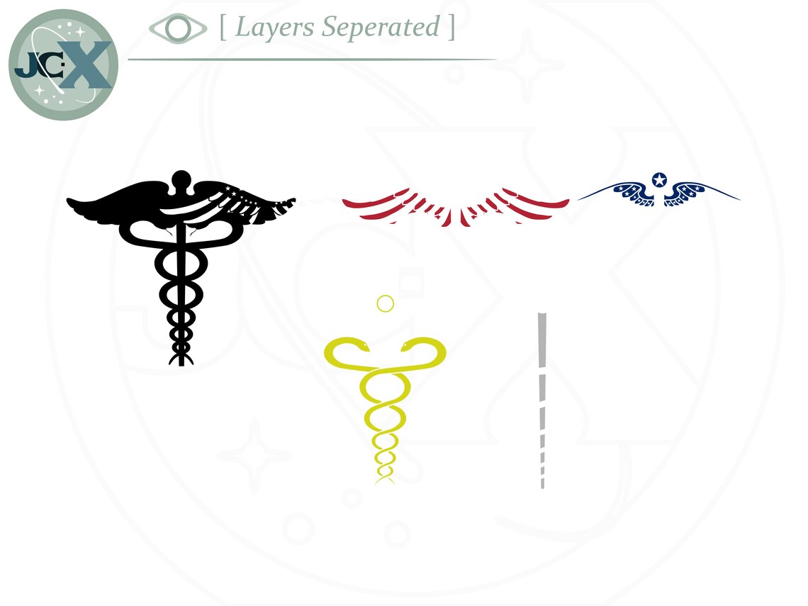 American US Caduceus - Layered SVG - Etsy