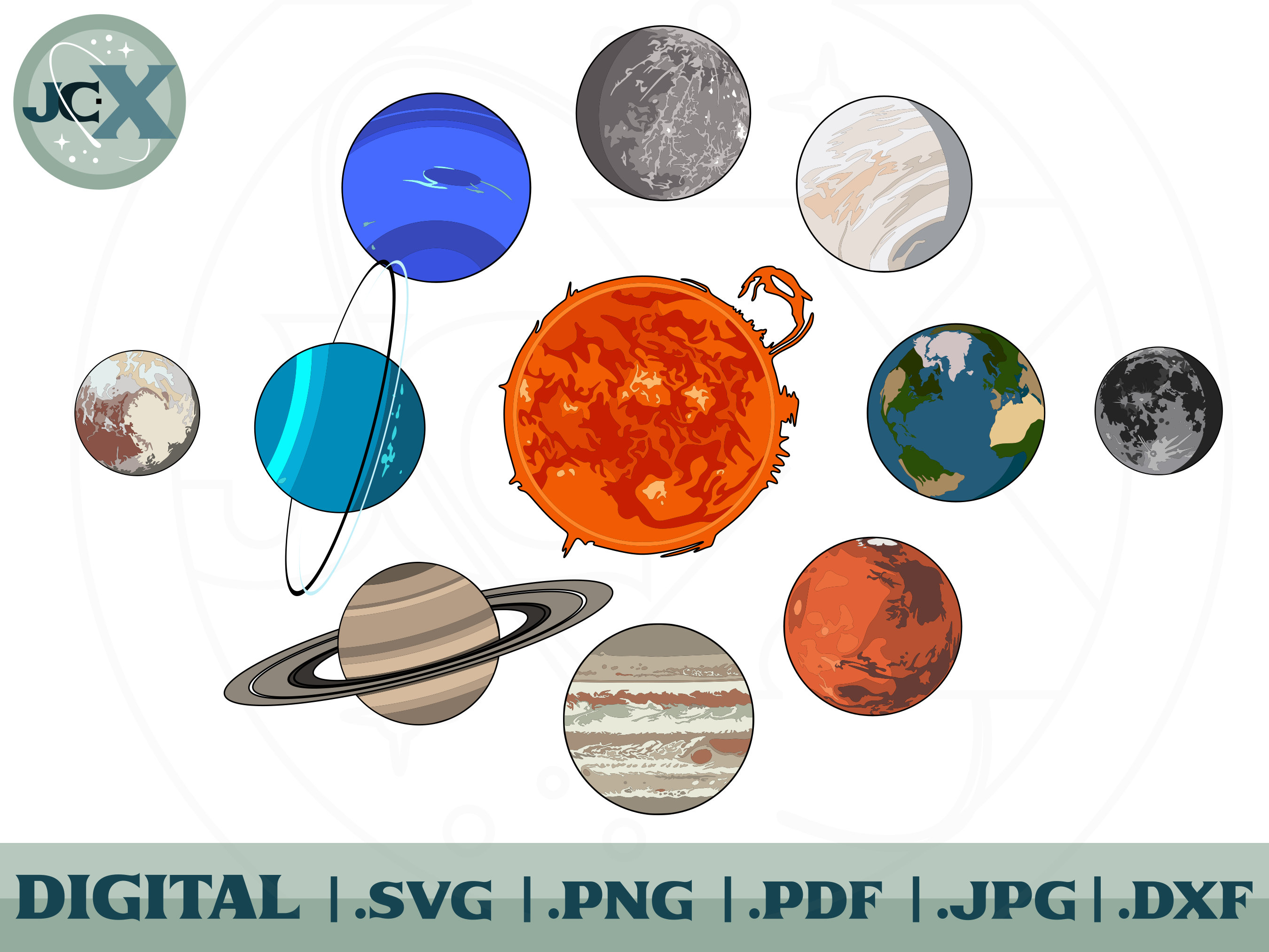 Solar System Planets Svg Planets Clipart Cut Files For Etsy