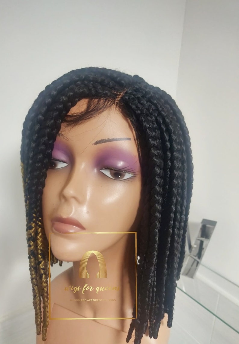 Side Part Bob Braided Wig/lace Closure Short Braids Wig/ombré Side Part ...