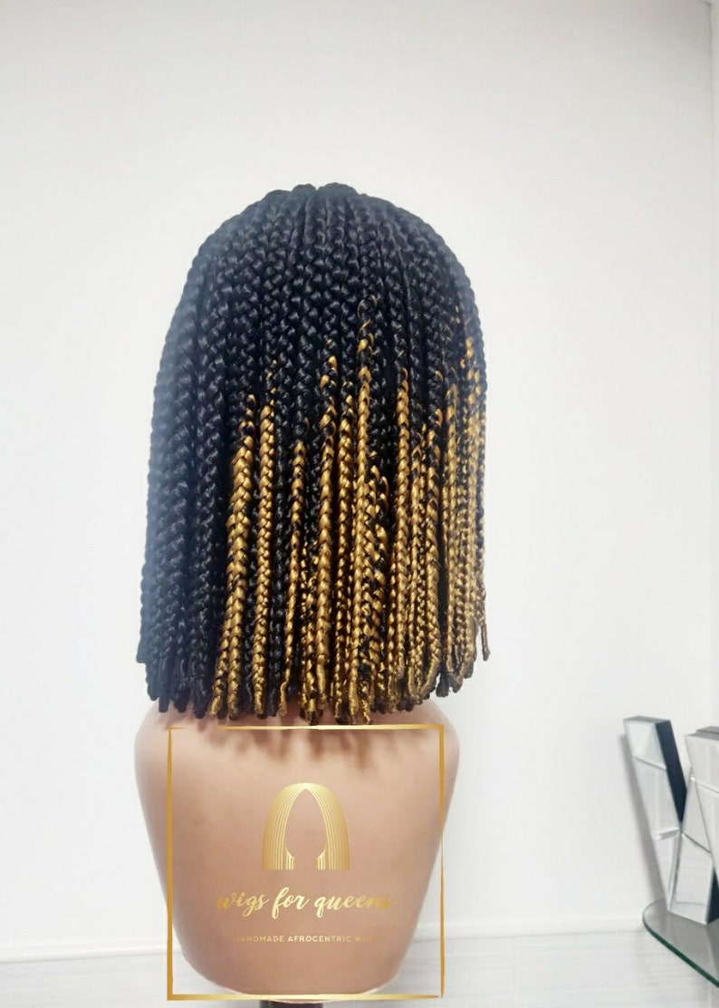 Side Part Bob Braided Wig/lace Closure Short Braids Wig/ombré Side Part ...