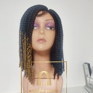Side Part Bob Braided Wig/lace Closure Short Braids Wig/ombré Side Part ...