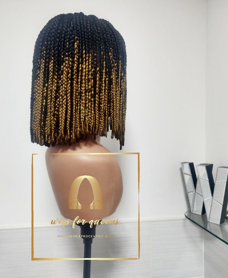 Side Part Bob Braided Wig/lace Closure Short Braids Wig/ombré Side Part ...