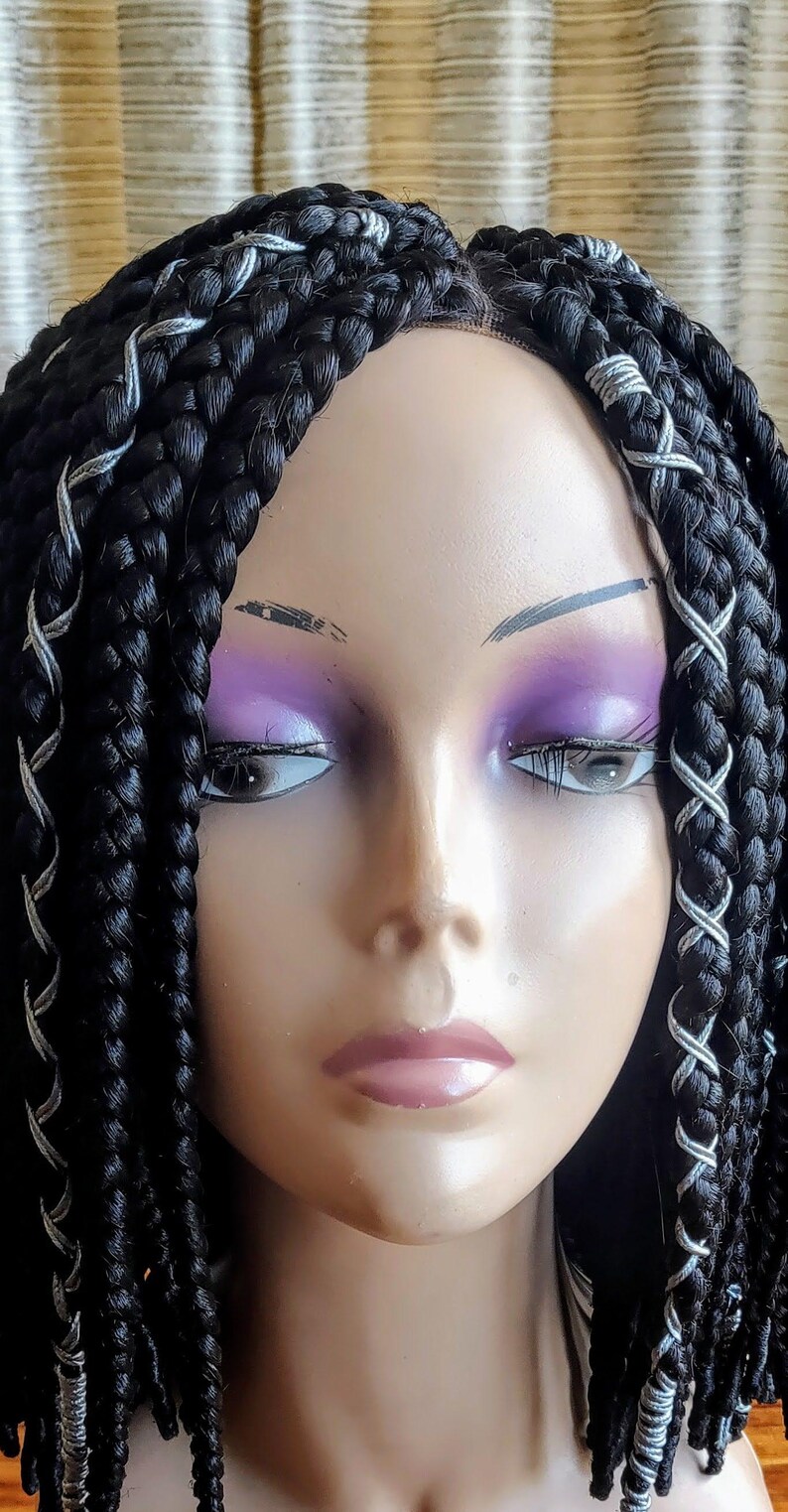 Side Part Bob Braided Wig/lace Closure Short Braids Wig/ombré Side Part ...