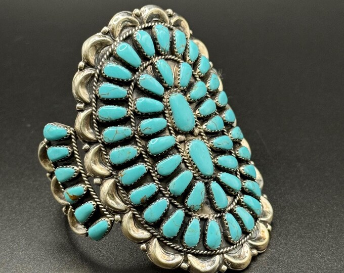 Statement Bracelet Turquoise Cuff Bracelet Cluster Bracelets Large ...