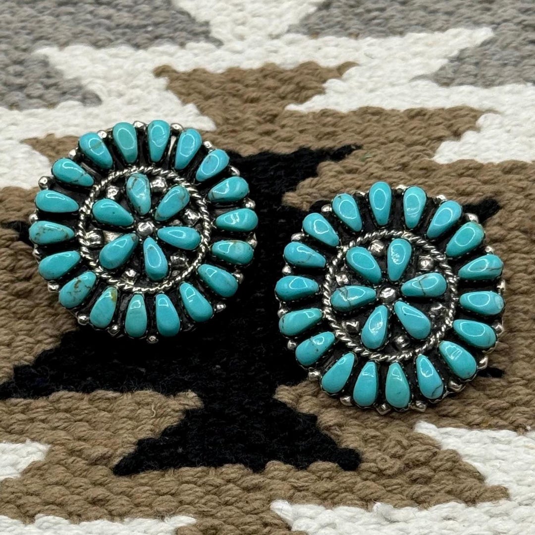 Turquoise Cluster Earrings Jewelry Multi Stone Earrings Gift for Women ...