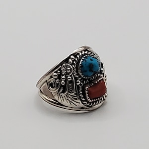 Statement Rings Men Silver Jewelry Native Americans Jewelry Turquoise Mens Large Gemstone Ring ...