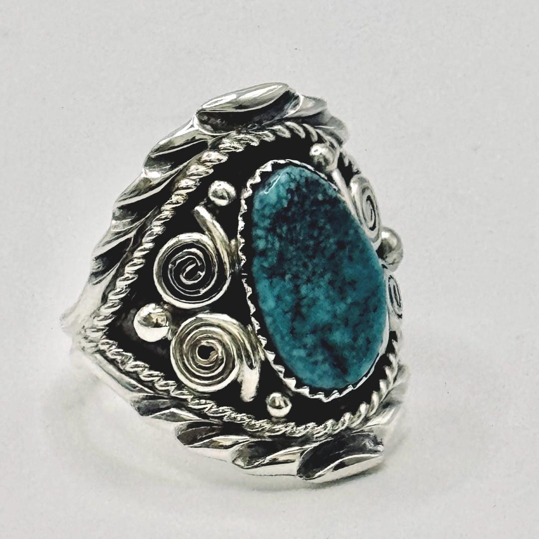 Large Genuine Kingman Turquoise Men’s Rings, Native Americans Jewelry, Gemstone Ring Jewelry ...