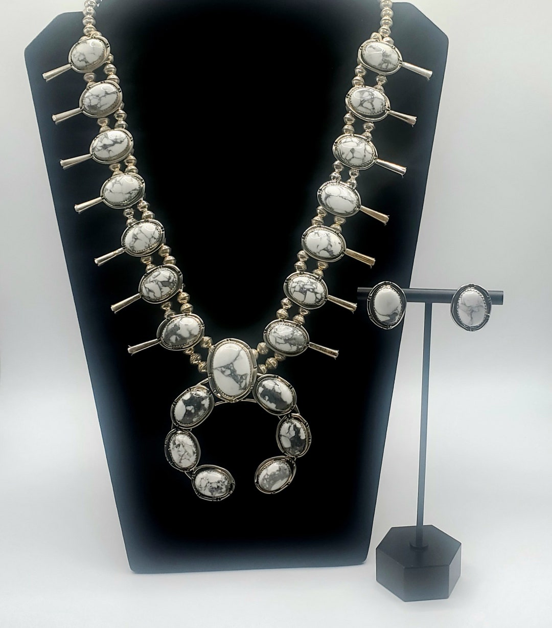 White Buffalo Necklace Handcrafted Jewelry Squash Blossom Necklace and ...