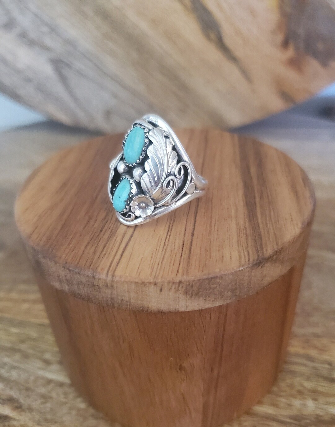 Leaf Ring Women Turquoise Ring Statement Rings Silver Handmade Jewelry ...