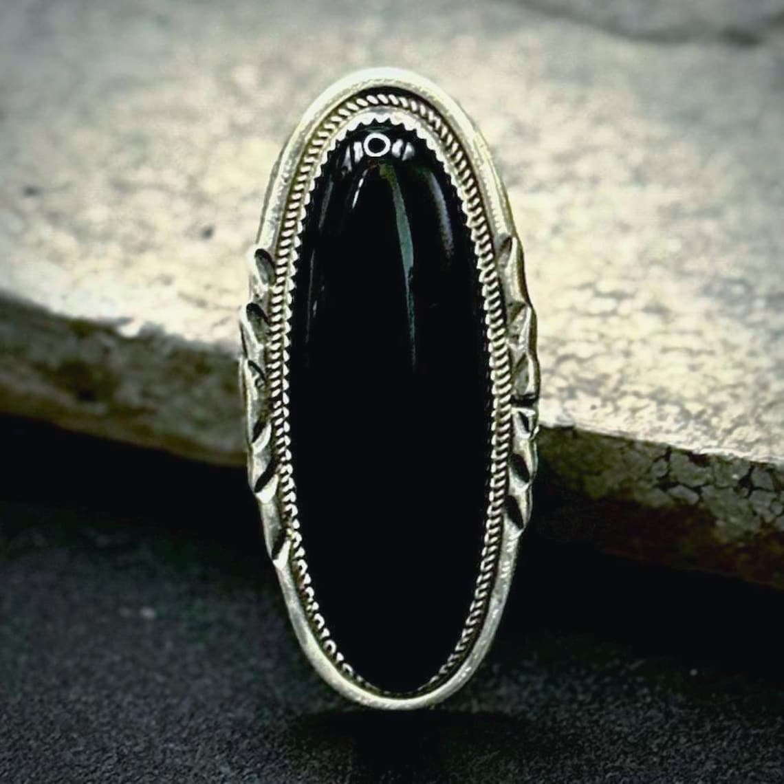 Big Black Ring for Women Statement Jewelry Handmade Rings Silver - Etsy