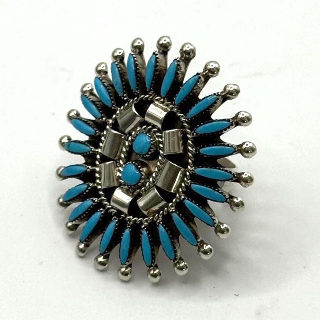 Gorgeous Turquoise Needlepoint Ring, Starburst Cluster Sterling Silver ...