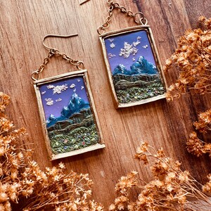Framed Mountain Landscape Earrings | Handmade Polymer Clay Earrings ...
