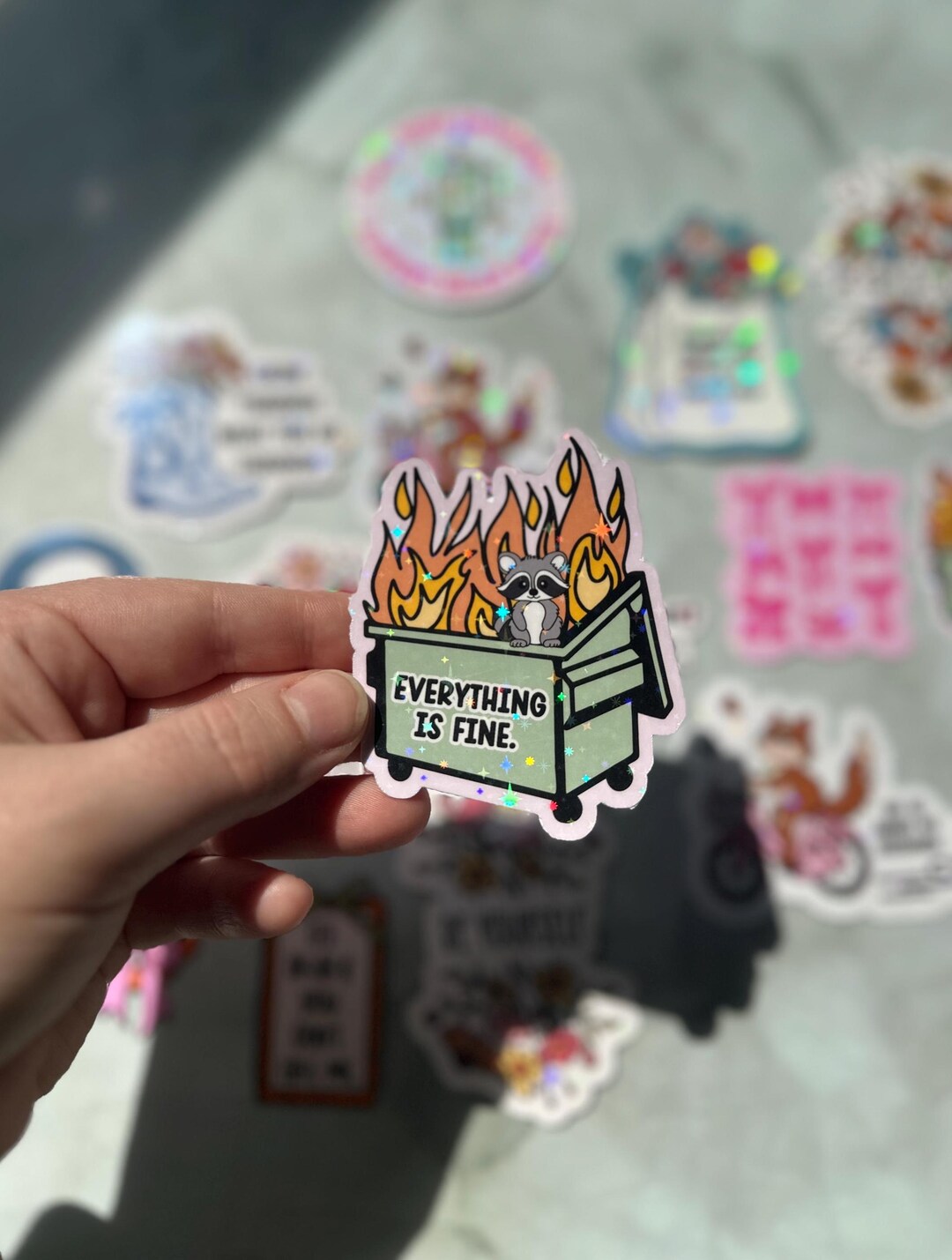 Everything is Fine Dumpster Fire Sticker: Funny Anxiety Laptop Decal - Etsy