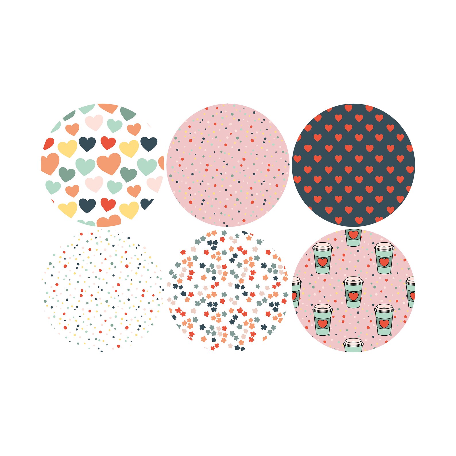 Coffee & Confetti Orange and Navy Blue Seamless Pattern Digital Paper ...