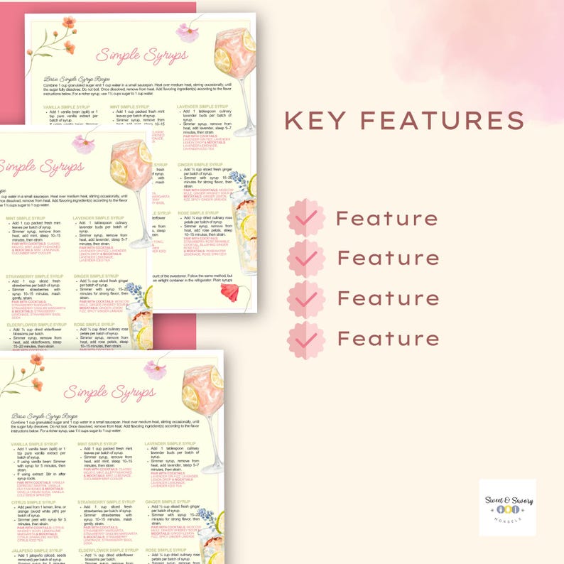 Simple Syrups Cheat Sheet PDF Instant Download/ Quick Reference for ...