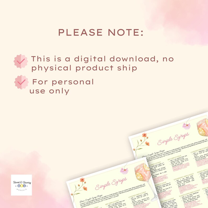 Simple Syrups Cheat Sheet PDF Instant Download/ Quick Reference for ...