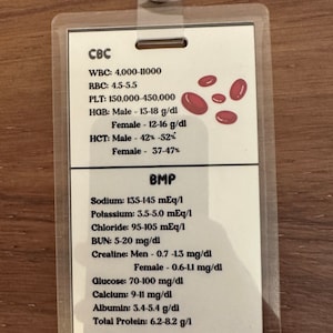 Lab Values Badge Buddy Reference Card - Etsy