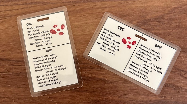 Lab Values Badge Buddy Reference Card - Etsy