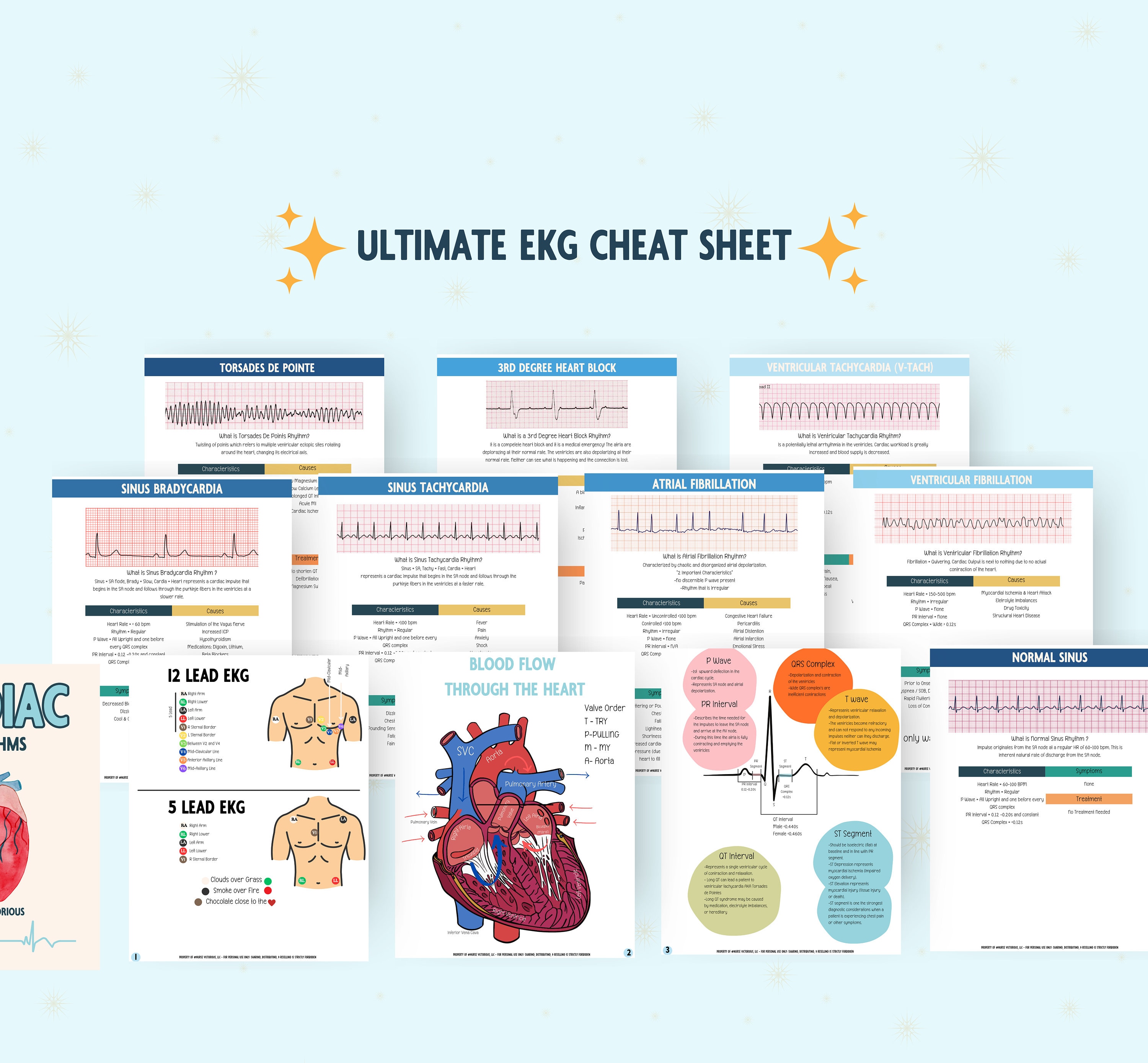 EKG Cheat Sheet EKG Study Guide EKG Practice - Etsy