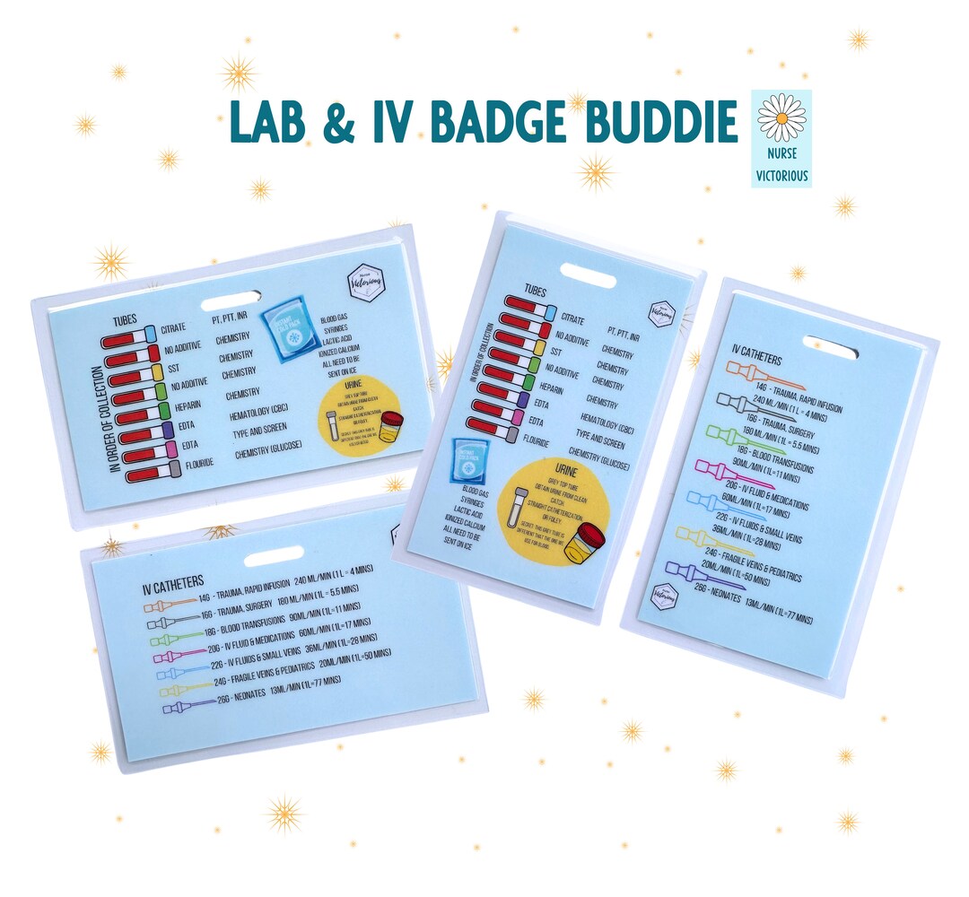 Lab & IV Buddy Reference Card - Etsy