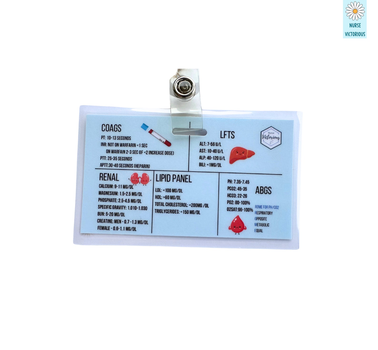 Lab Values Badge Buddy Reference Card - Etsy