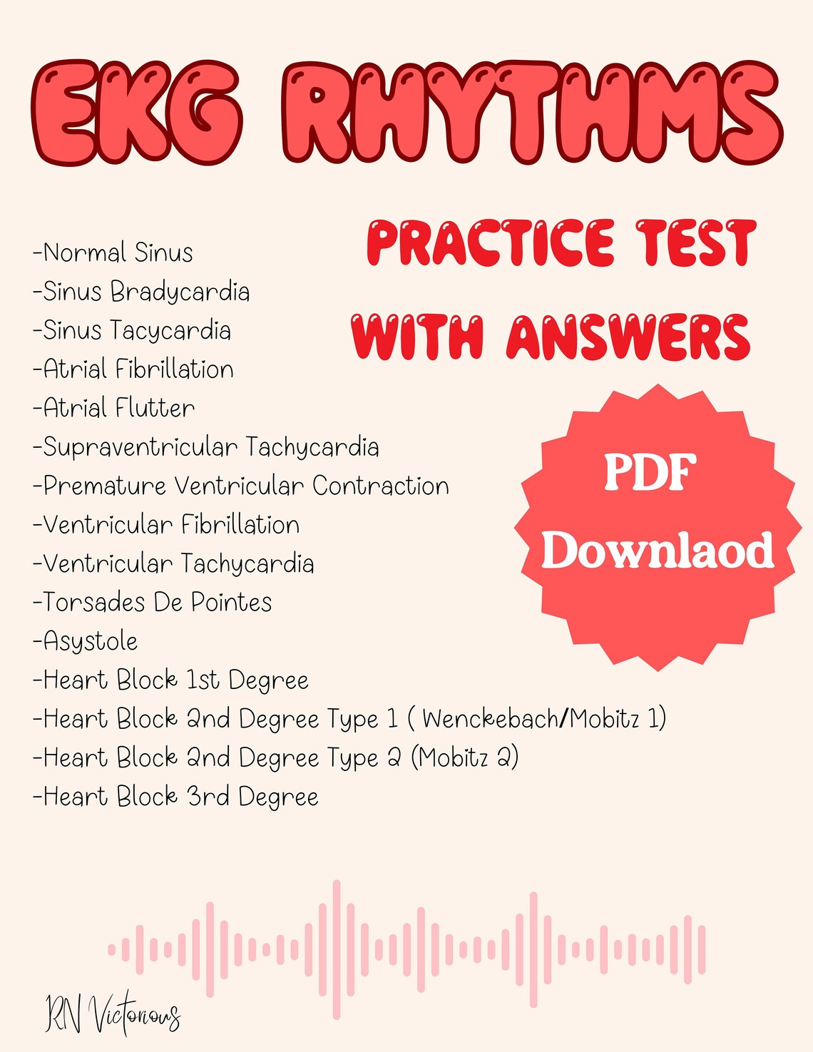 EKG Cheat Sheet: Rhythm Study Guide & Practice (PDF Download) - Etsy