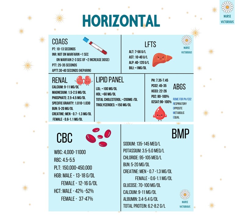 Lab Values Badge Buddy Reference Card - Etsy