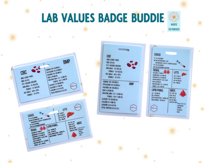Lab Values Badge Buddy Reference Card - Etsy