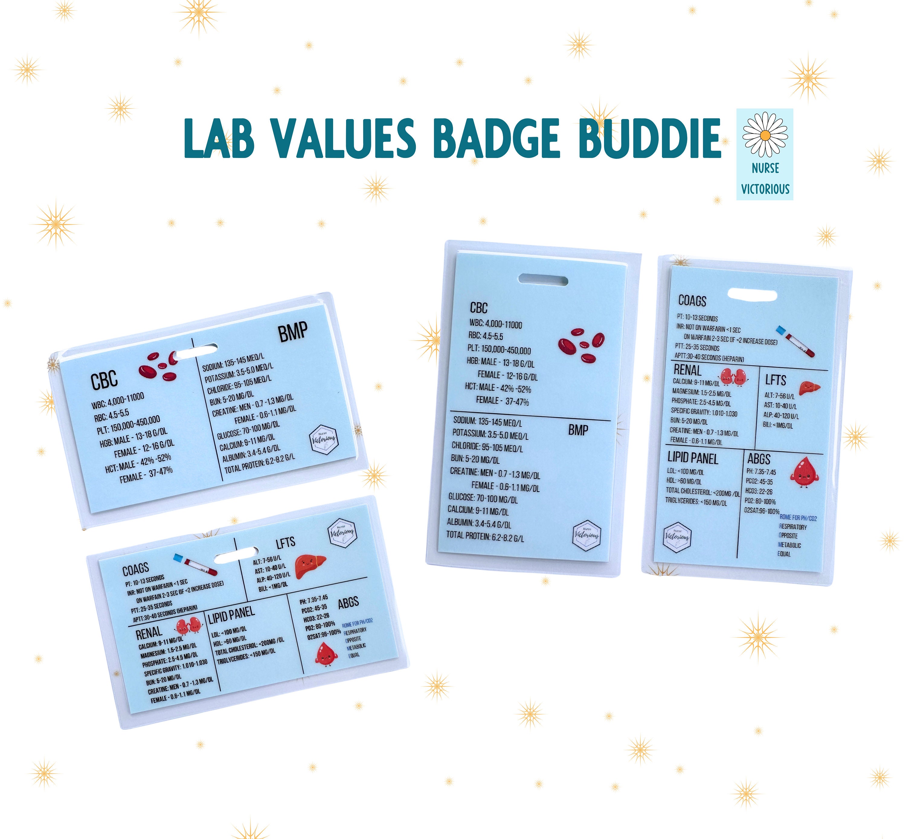 Lab Values Badge Buddy Reference Card - Etsy